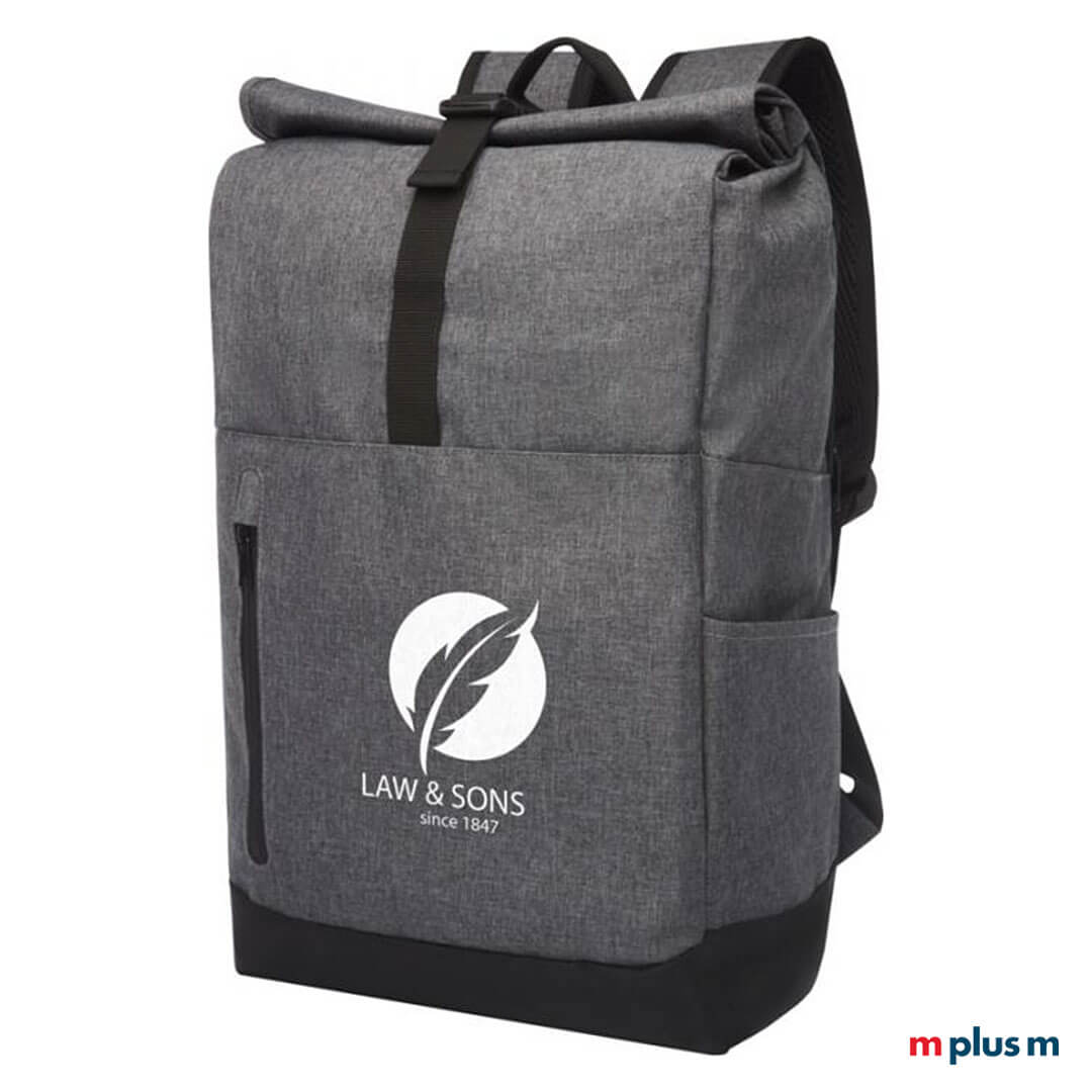 Günstiger Laptop Rolltop Rucksack als Werbeartikel